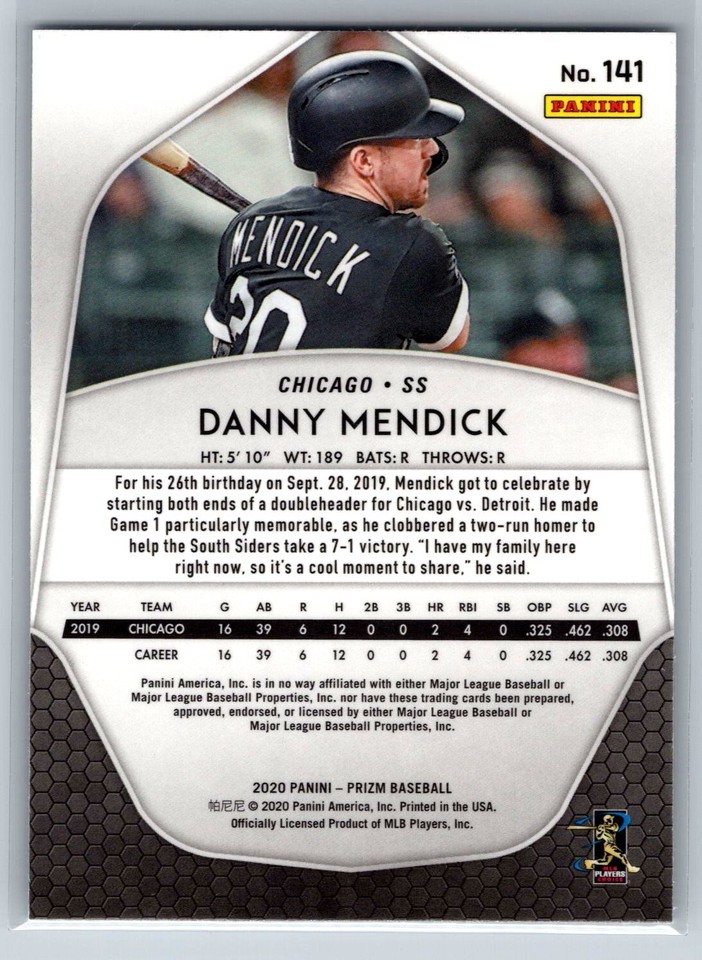 2020 Panini Prizm Danny Mendick Rookie Chicago White Sox RC #141 | eBay