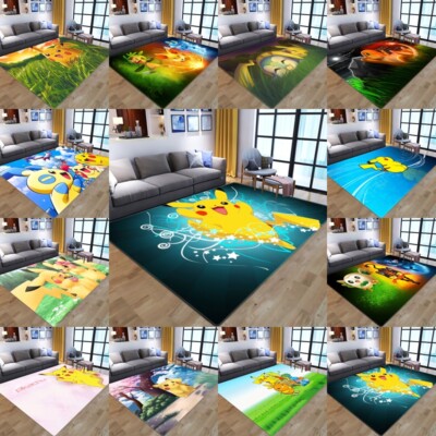 Kids 3D Pokémon Pikachu Home Rug Living Room Bedroom Area Rug Carpet ...