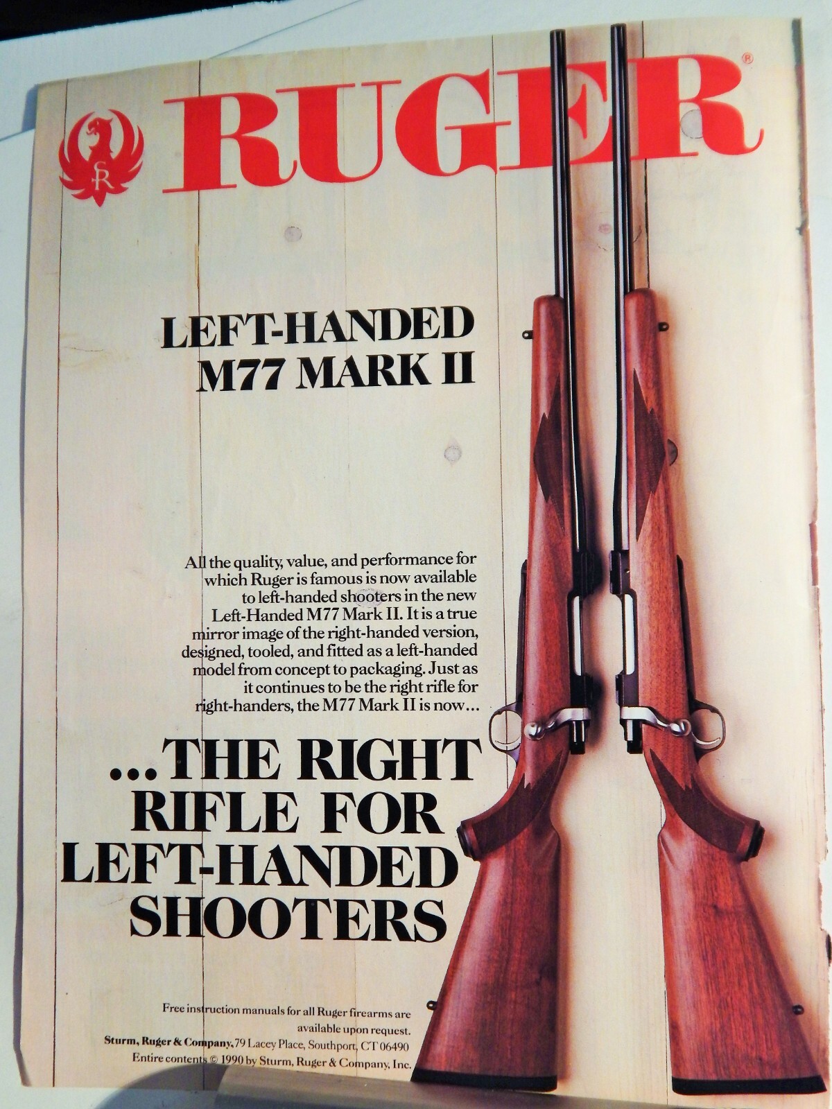 RUGER M77 MARK II RIFLE LEFT-HANDED ORIGINAL VTG 1991 ADVERTISEMENT | eBay