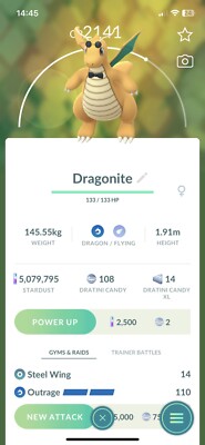 Dragonite wearing a Fashionable costume - Pokémon Trade Go | eBay