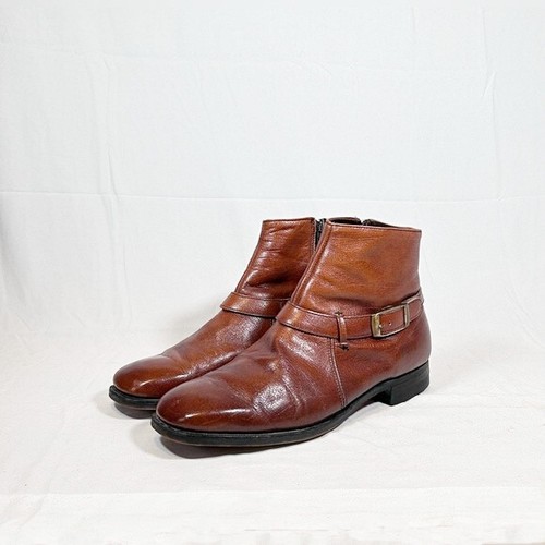 Vintage 70s Montgomery Ward Brown Leather Mod Disco Beatle Boots Ankle ...