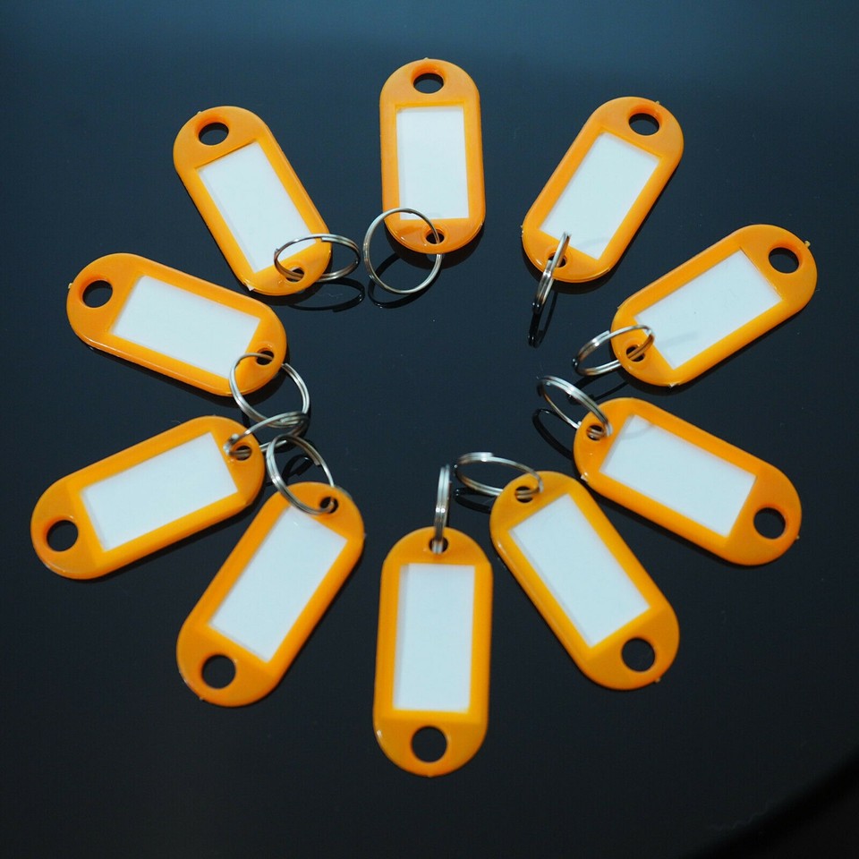 10 Pcs Plastic Tags Key Split Ring Id Label Name Luggage Car Tags ...