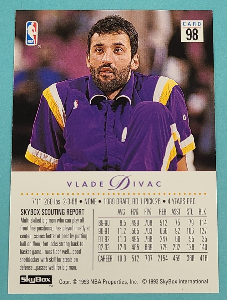 1993-94 SkyBox Premium #98 Vlade Divac Los Angeles Lakers BASKETBALL ...