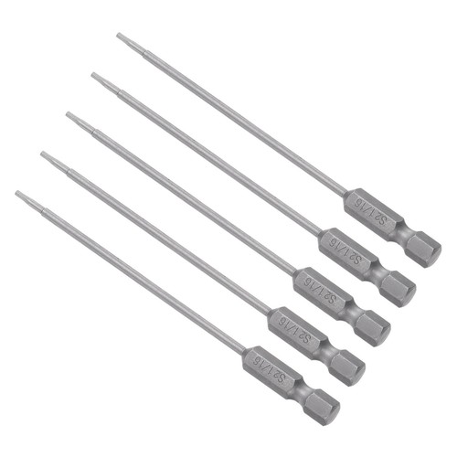 5pcs Hex Screwdriver Bits 1/16" Hex 100mm Length 1/4" Hex Shank Steel ...