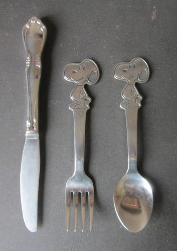 Vintage 1958 Stainless steel SNOOPY CHILD'S FORK & SPOON w/ Knife ...