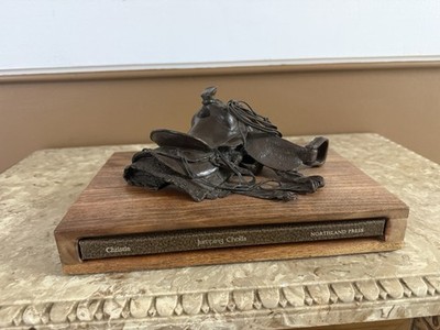 Keith Christie Bronze Sculpture Saddle With Jumping Cholla Book Inside ...