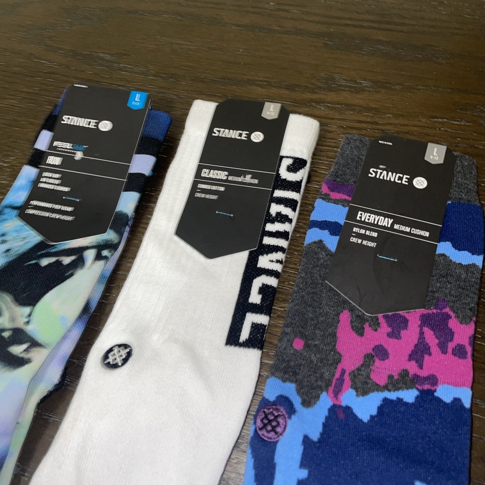3 NEW Stance UnCommon Run Everyday Sock Lot Crew Socks LARGE 9-12 | eBay