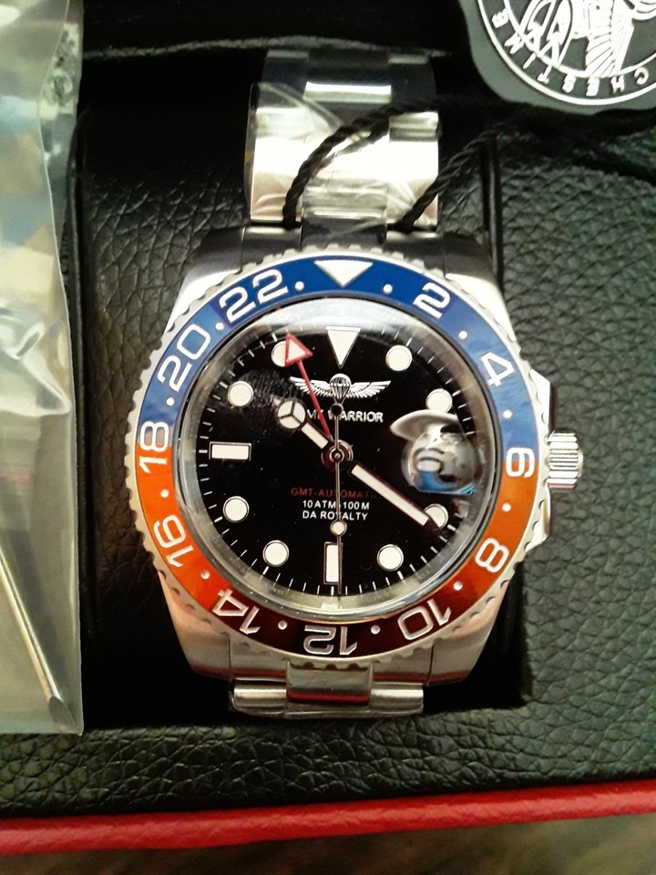 Time Warrior GMT Master Quartz Movement Stainless Steel Watch Water ...