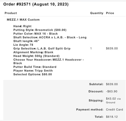 -NR- Used LAB MEZZ.1 MAX Custom Broomstick Putter Black 46" 78* Accra ...