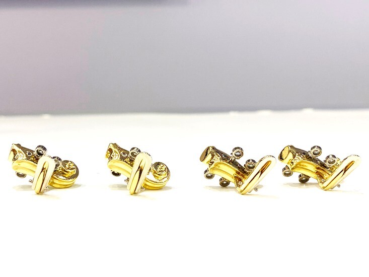 18KW-Yellow Gold Deakin & Francis Set of Violin/Chelo Head Cufflinks ...