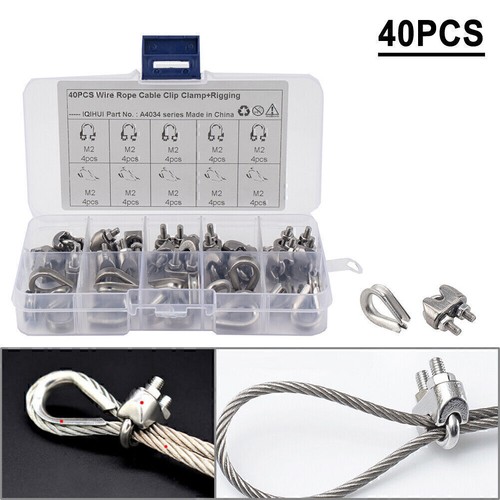 40 PCS M2 Wire Rope Fixed Clamps with Triangular Ring Anodized ...