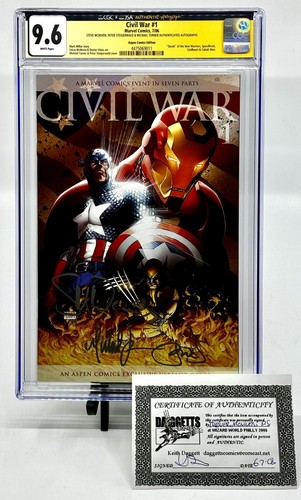 CIVIL WAR #1 Aspen Variant 🔥CGC JSA SS 9.6 WP Signed 3X🔥Turner McNiven ...