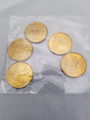 Guardian Angel Token (5):Coin Medal Gold Tone: Halo Wings Christianity ...