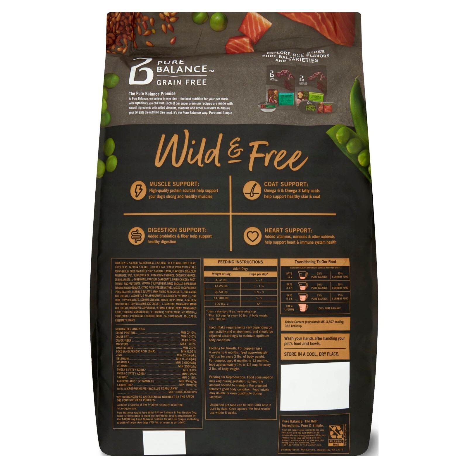 Pure Balance Wild & Free Salmon & Pea Recipe Dry Dog Food, Grain-Free ...