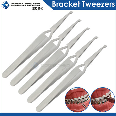 Dental Orthodontic Bracket Tweezers 5 Pcs - Self Closing Reverse Action ...