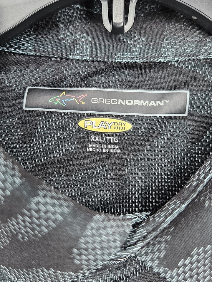 Greg Norman Collection Black Shark Pattern Polo Play Dry Golf Shirt | eBay