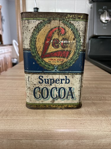 Vintage HD Lee Mercantile Co. Superb Cocoa Can | eBay