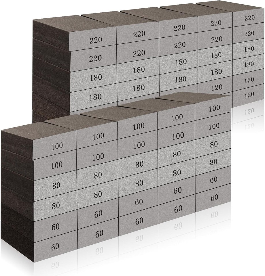 Sanding Blocks Set 60 Pcs Reusable Fine Coarse For Wood Drywall Metal ...