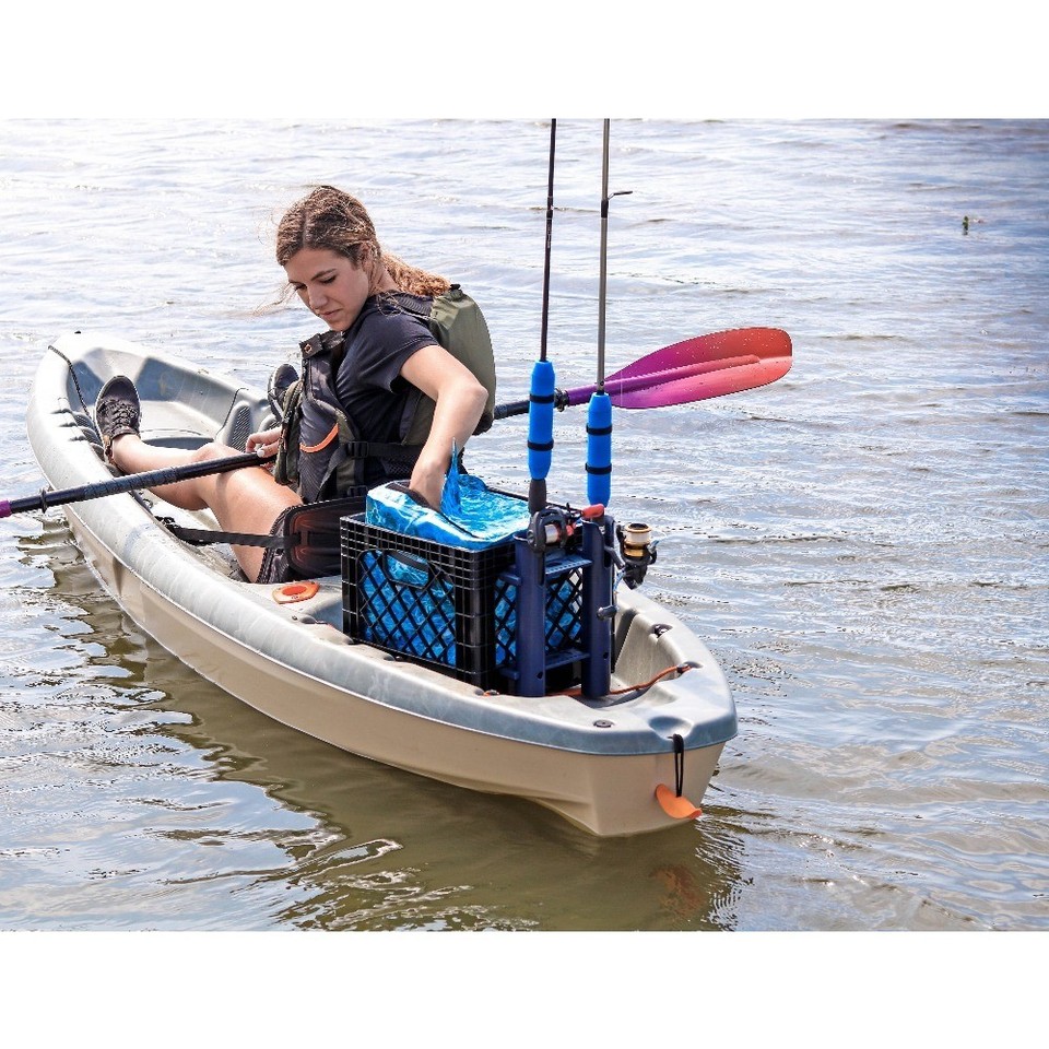 Kayak Storage Crate with 24 Piece Fishing Accessories Kit Dry Bag and ...
