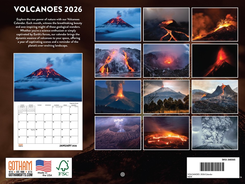 Volcano Calendar 2026 Monthly Wall Calender 12 Month | eBay