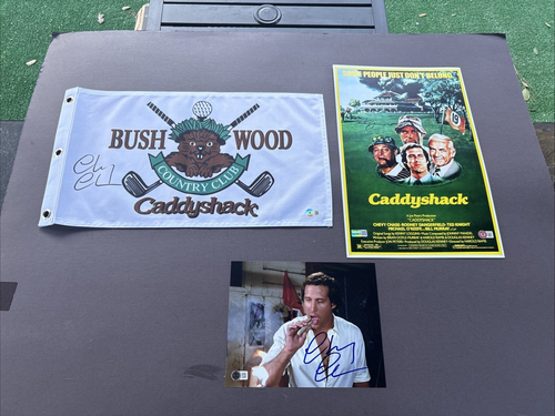 Chevy Chase Signed CaddyShack Golf Pin Flag & 11X17 Movie Poster--8X10 ...