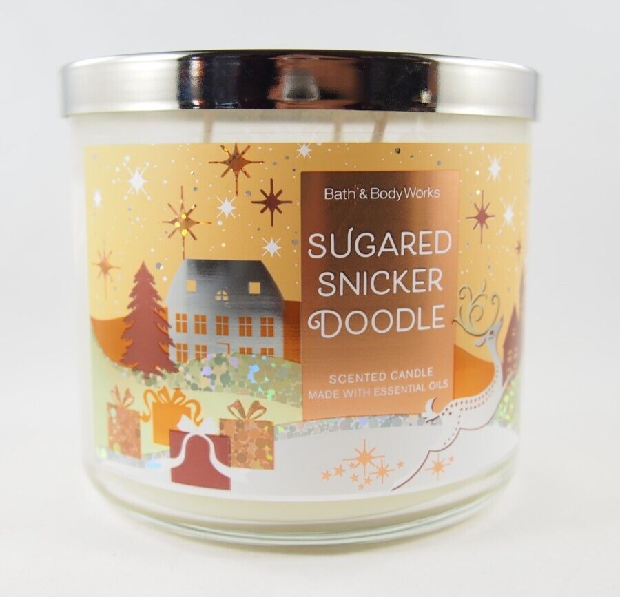 (1) Bath & Body Works Reindeer SUGARED SNICKERDOODLE 3-wick Candle 14 ...