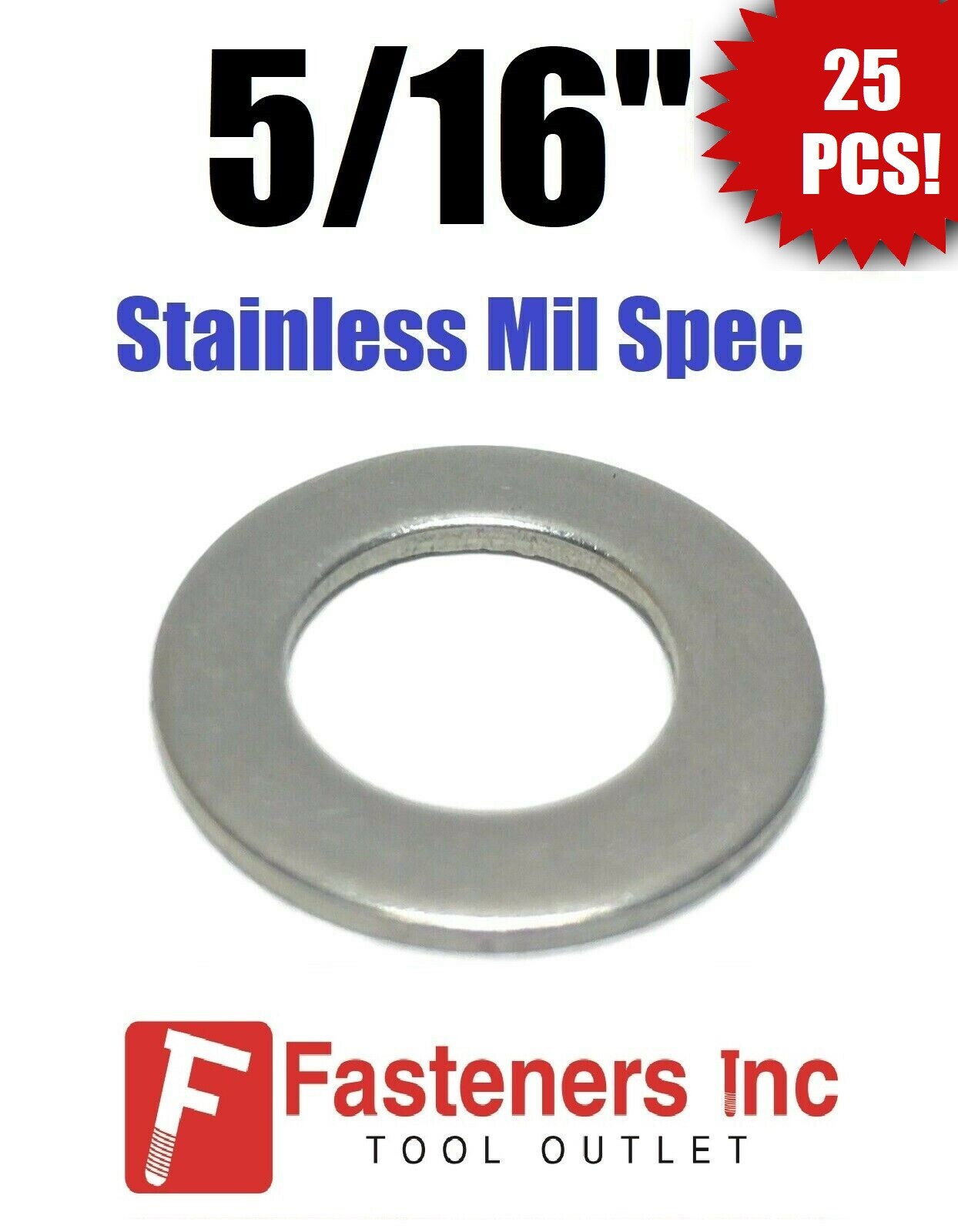 (Qty 25) 5/16" ID x .562 OD x 1/16" Stainless Steel AN Flat Washer ...