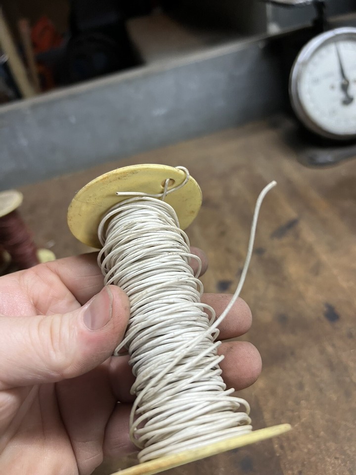 New NOS WE Western Electric Telephone White Cloth Wire Cable Cord Spool ...