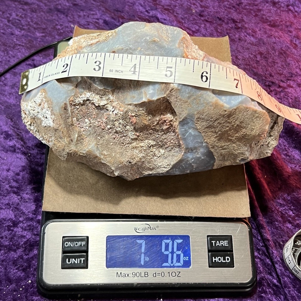 8-1/3" Quality Blue Chalcedony Agate Chert Lapidary Rough Natural ...