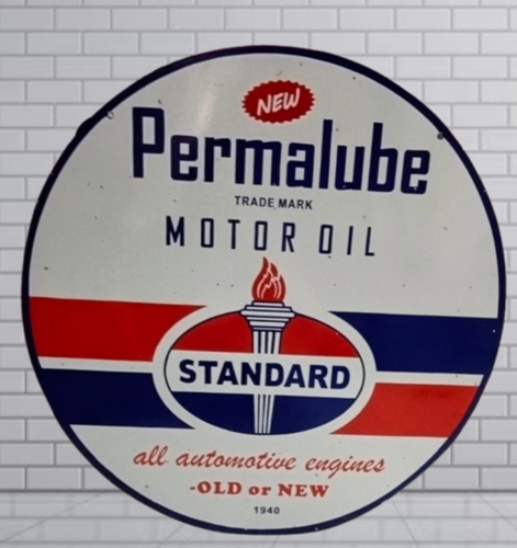 Permalube Standard oil Rare Porcelain Enamal Heavy Metal 30 inches ...