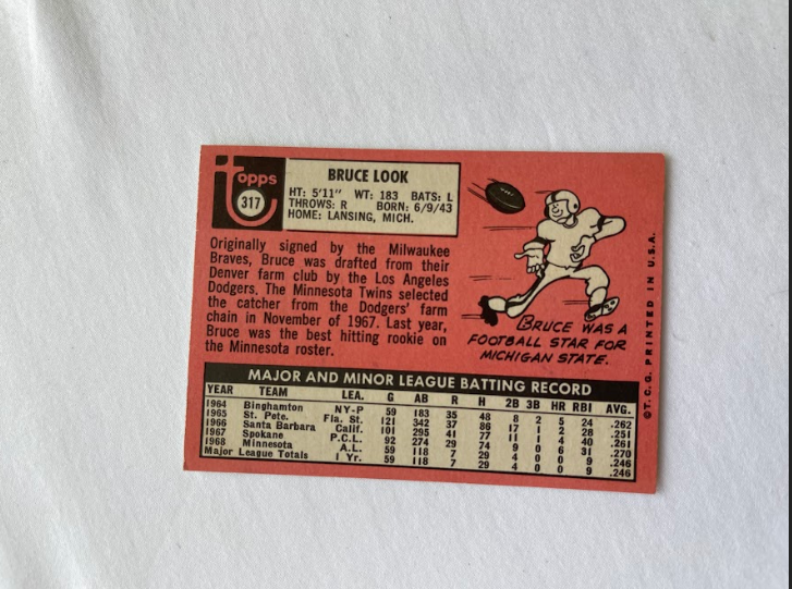 DCC: 1969 Topps Bruce Look Minnesota Twins #317 NM-MT | eBay