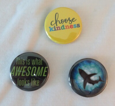 New - Set of 3 ChattySnaps Buttons - Awesome, Kindness, Shark | eBay