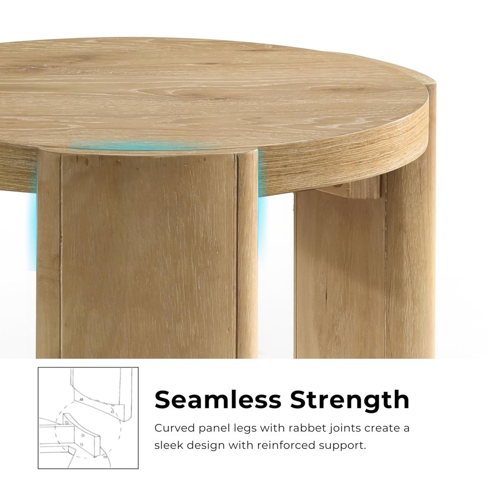 Carys Modern Solid Wood 20-inch Round End Table with Plinth Base ...