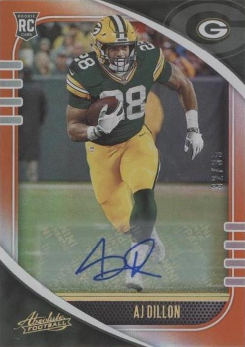 2020 Panini Absolute - Rookie AJ Dillon #103 Orange Spectrum Signatures ...