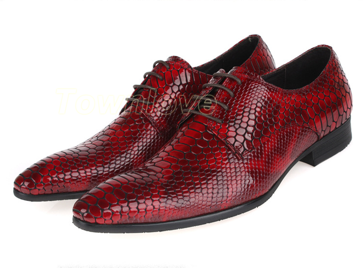 Mens Cow Leather Shoes Snake Pattern Dress/Formal Genuine Leather Shoes ...