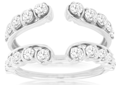 ESTATE 1CT DIAMOND 14KT WHITE GOLD 3D ROUND OPEN V SHAPE INSERT ...