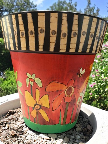 Studio M Daisy Garden 18" Art Planter Double Walled rim polypropylene ...