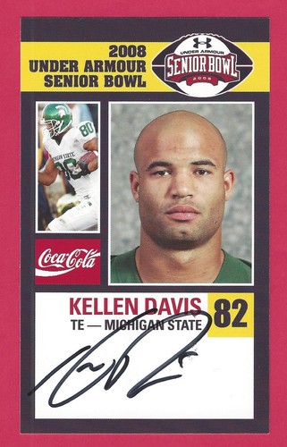 KELLEN DAVIS 2008 SENIOR BOWL MICHIGAN STATE SPARTANS SIGNED RC NEW ...