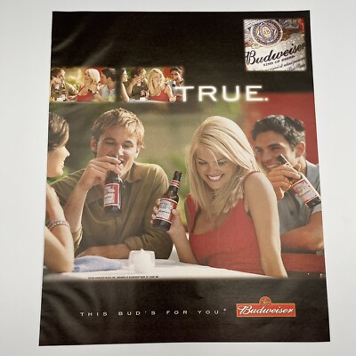 Budweiser 2000 Print Ad 10"x12" True this Bud's for you bar man cave ...