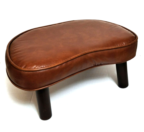 Vintage RUST Vinyl Kidney Shaped Foot Stool / Ottoman MCM Retro 17 x 12 ...