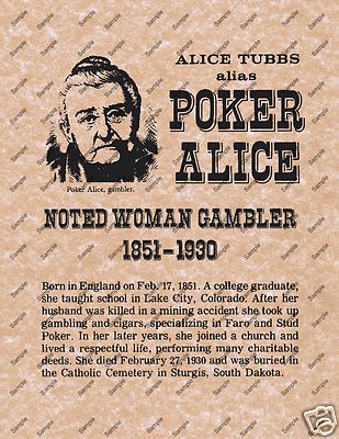 ALICE TUBBS AKA POKER ALICE OLD WEST POSTER Texas hold em casino ...