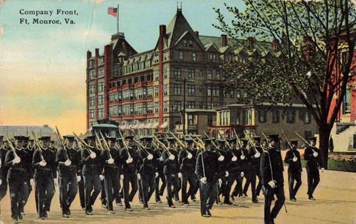 Company Front Military Men Marching Fort Monroe Virginia VA c1910 ...