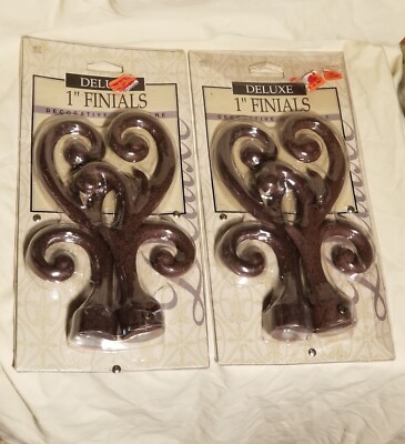 NIP Pair Deluxe 1" Curtain Rod Hardware Finials, Scroll x 2 pairs | eBay