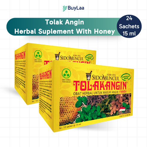 2 Box of Tolak Angin Sidomuncul Honey Herbal Medicine 15ml (24 sachet ...