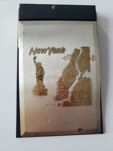 Vintage Desk Note Pad Holder Metal Souvenir New York | eBay