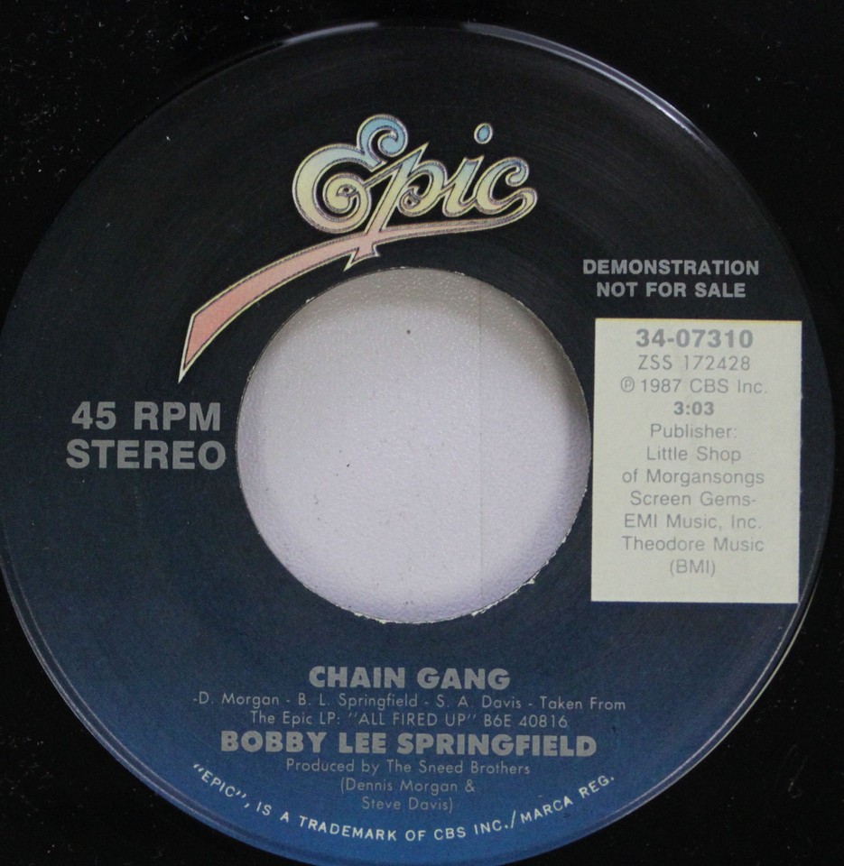 Country Nm! 45 Bobby Lee Springfield - Chain Gang / Chain Gang On Epic ...