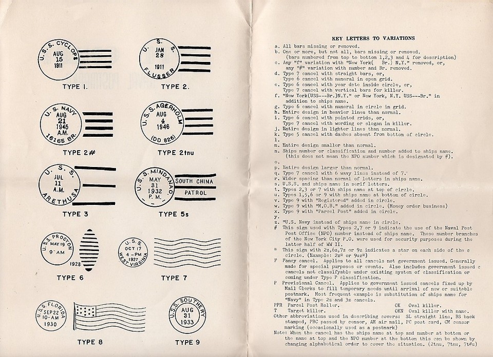 1940's US Naval Postmarks Type Chart Booklet | eBay