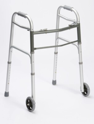 Folding Zimmer Frame with Wheels Mobility Disability Aid Walking Frame ...