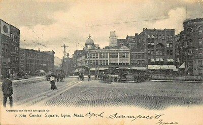LYNN MASSACHUSETTS~CENTRAL SQUARE~1906 ROTOGRAPH PHOTO POSTCARD | eBay