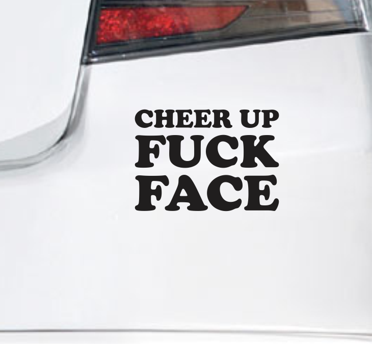 Cheer Up Funny Sticker Vinyl Decal Prank Joke Sticker Car Laptop ...